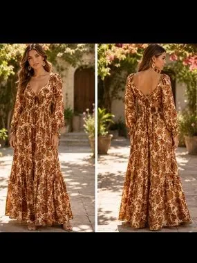 Jessica Simpson | Dresses | Jessica Simpson Vneck Bohemian Empire Rust ...